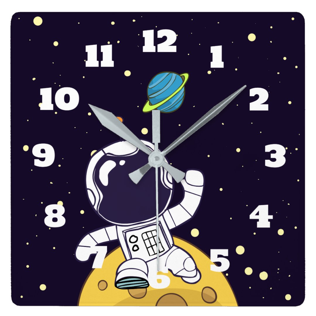 Astronaut Floating in Outer Space Square Wall Clock | Zazzle