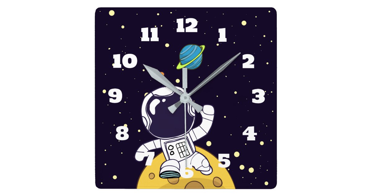 Astronaut Floating in Outer Space Square Wall Clock | Zazzle