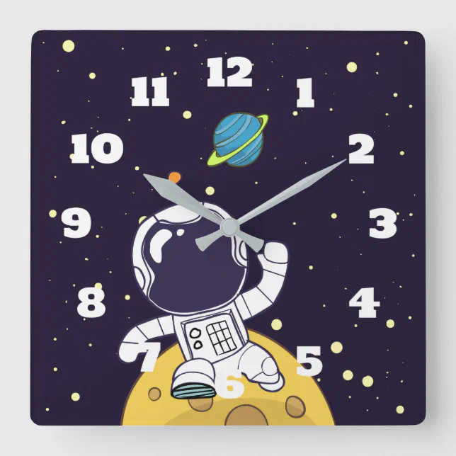 Astronaut Floating in Outer Space Square Wall Clock | Zazzle