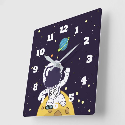 Astronaut Floating in Outer Space Square Wall Clock | Zazzle