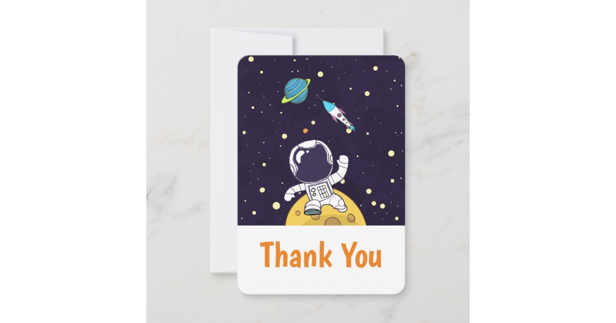 Astronaut Floating in Outer Space Thank You | Zazzle