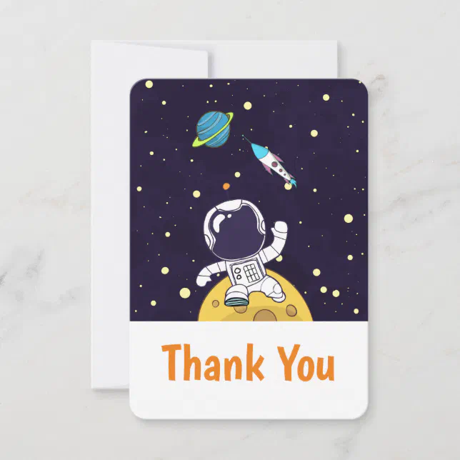 Astronaut Floating in Outer Space Thank You | Zazzle