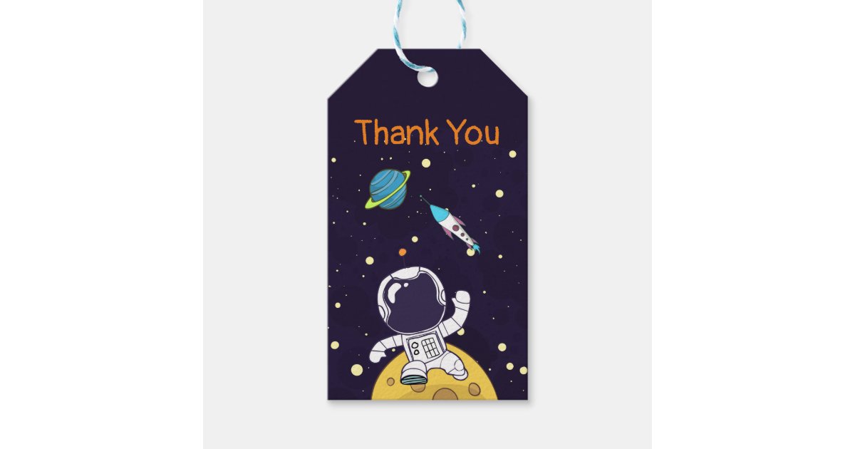 Astronaut Floating in Outer Space Thank You Gift Tags | Zazzle