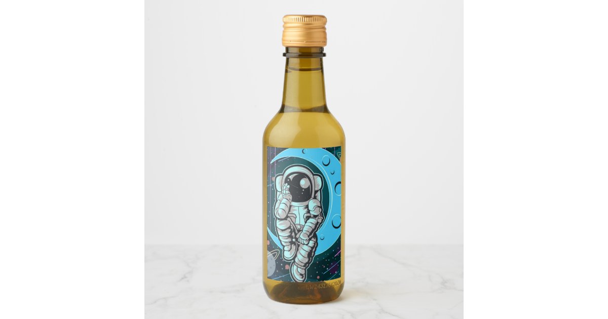 astronaut full color wine label | Zazzle