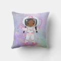 Astronaut girl Outer Space Throw Pillow | Zazzle