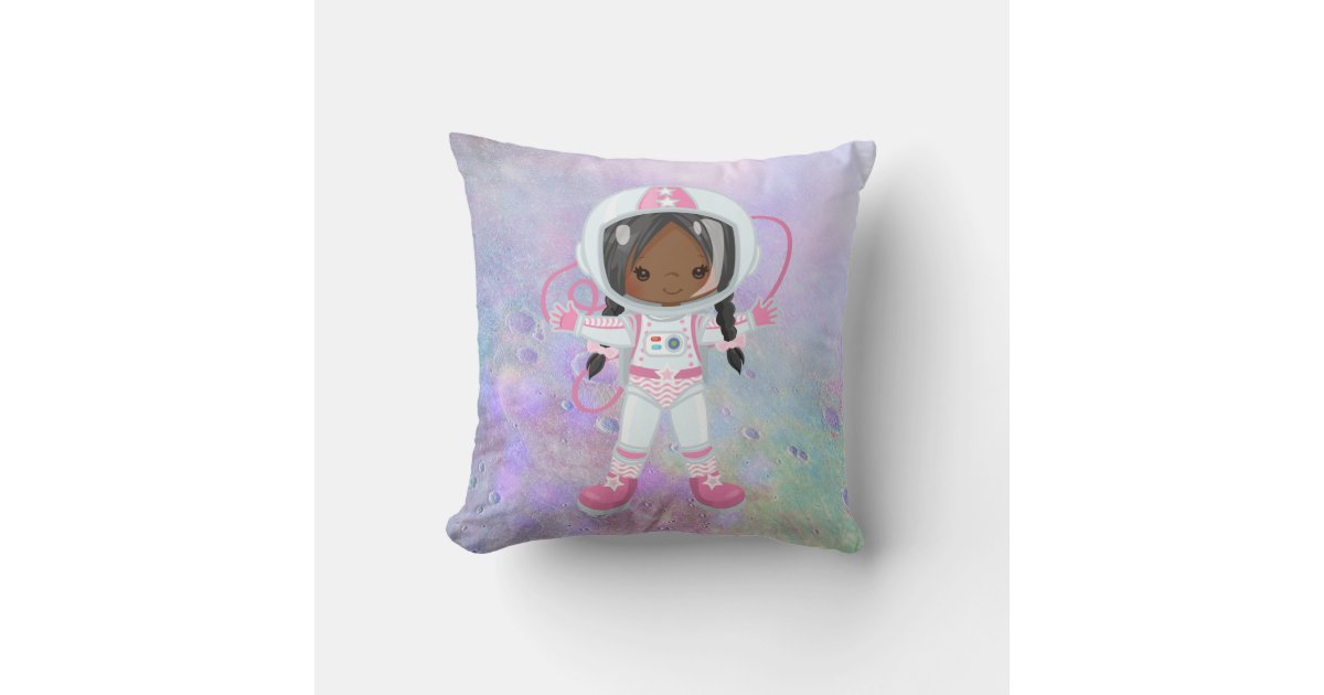 Astronaut girl Outer Space Throw Pillow | Zazzle