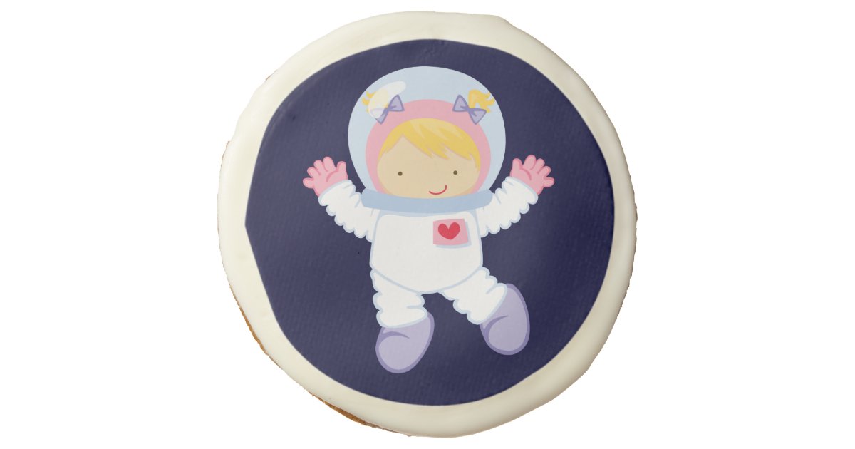 Astronaut Girl Space Birthday Party Sugar Cookie | Zazzle