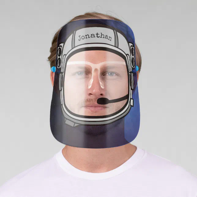 Astronaut Helmet Space Nebula Personalized Face Shield | Zazzle