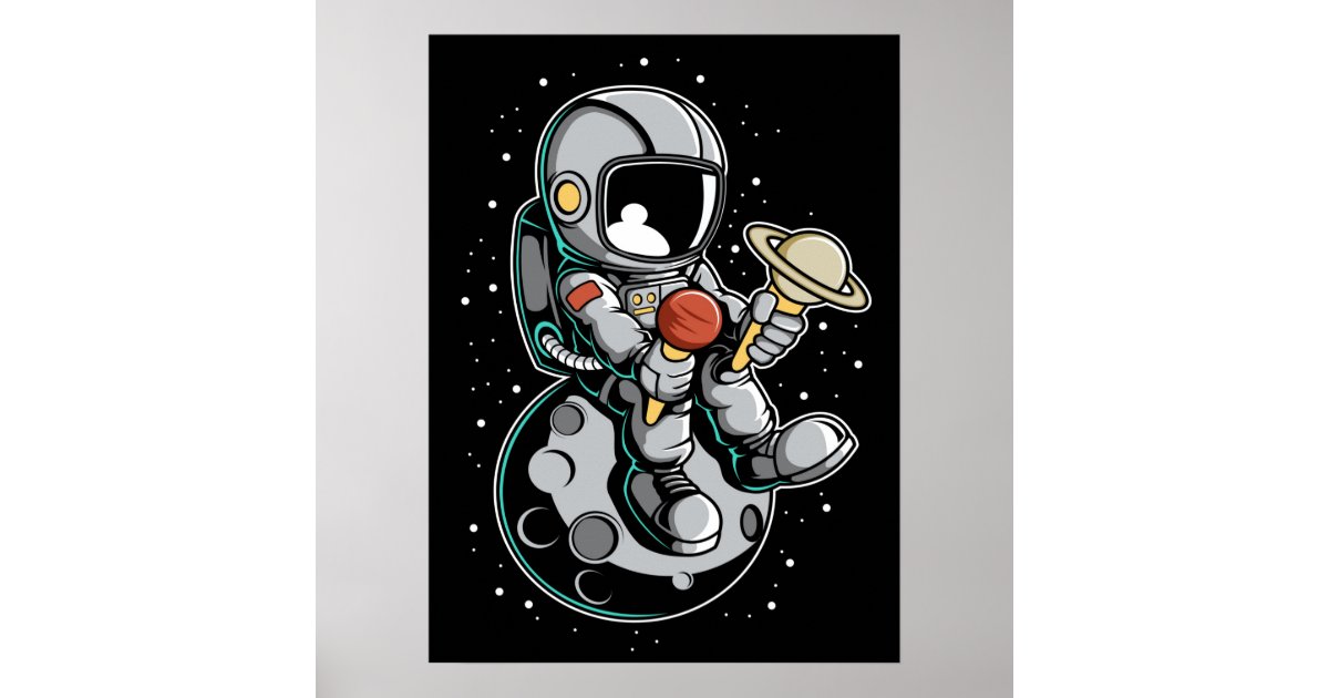 Astronaut Ice Cream Party Poster | Zazzle
