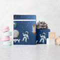 Astronaut in Space Galaxy Theme Birthday Name Wrapping Paper | Zazzle