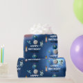 Astronaut in Space Galaxy Theme Birthday Name Wrapping Paper | Zazzle