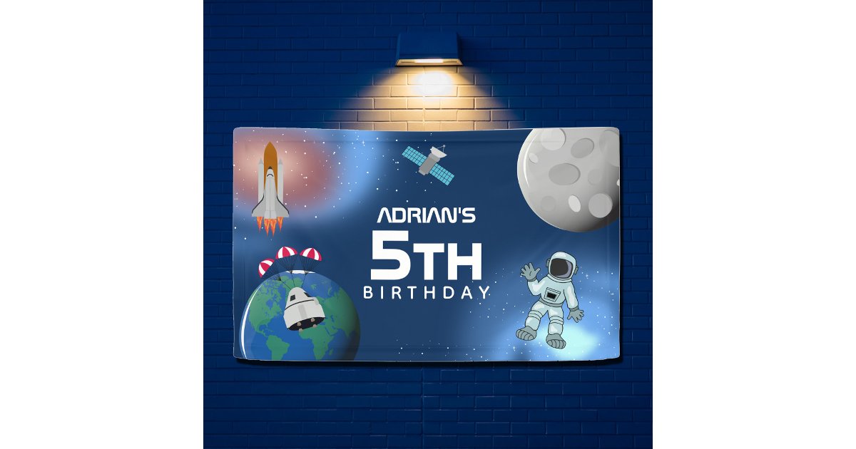 Astronaut in Space Galaxy Theme Birthday Party Banner | Zazzle
