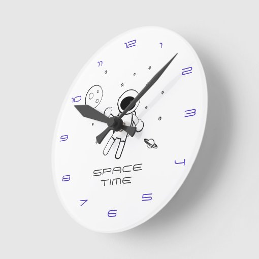Astronaut In Space - Sketched Art in Black & White Round Clock | Zazzle