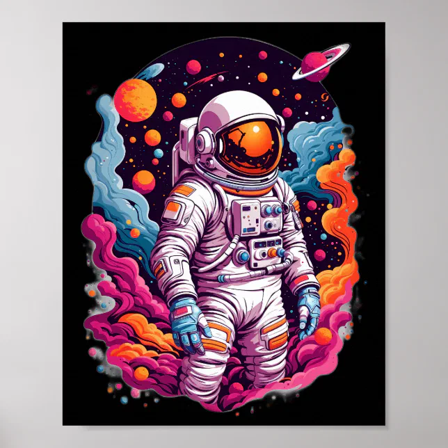 Astronaut lost in galaxy poster | Zazzle