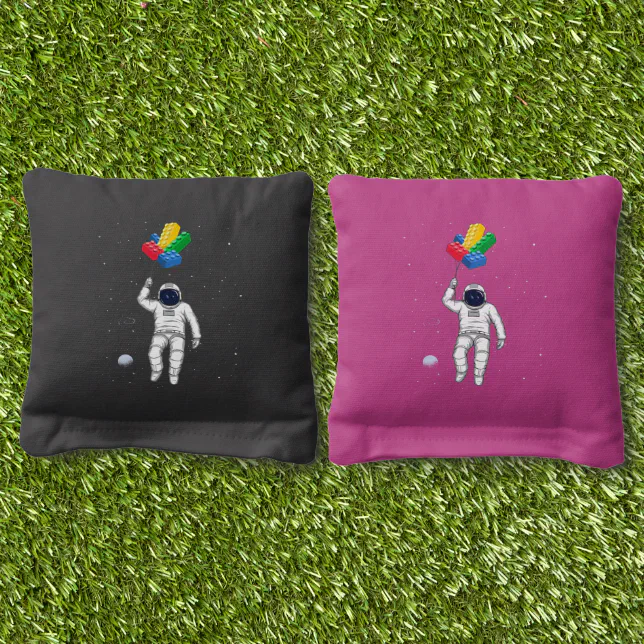 Astronaut Master Builder, Building Blocks Cornhole Bags | Zazzle