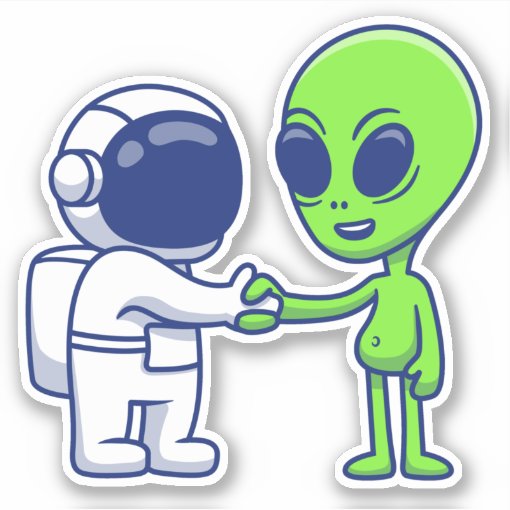 Astronaut Meets Alien Vinyl Stickers | Zazzle
