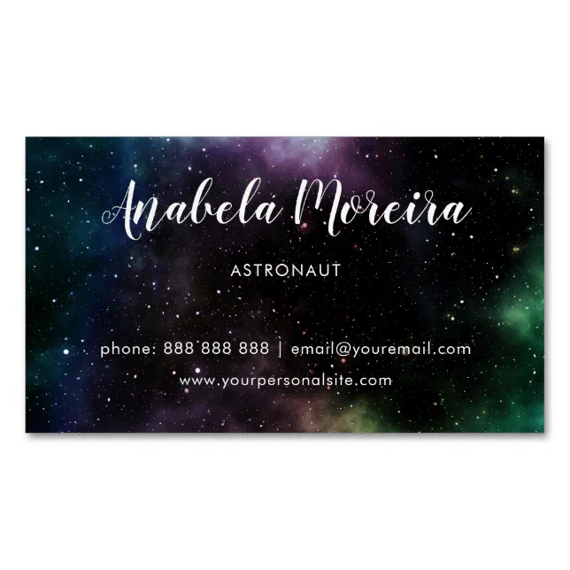 Astronaut Modern Creative Galaxy Themed Space Dark Business Card Magnet ...