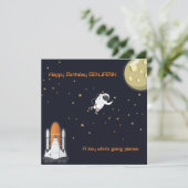 Astronaut Moon Rocket Kids Solar System Fun Flat Card | Zazzle
