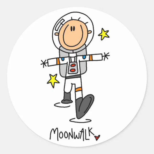Astronaut Moonwalk Tshirts and Gifts Classic Round Sticker | Zazzle