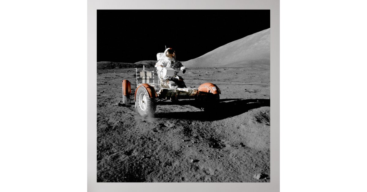 Astronaut on Moon Rover During Apollo 17 Mission Poster | Zazzle