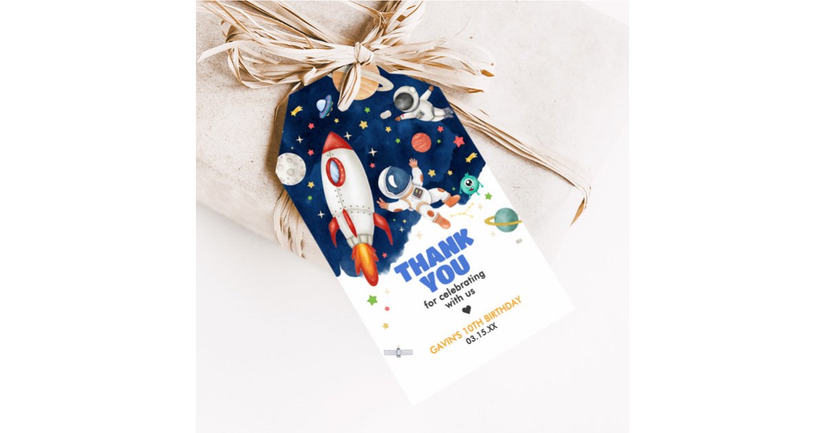 Astronaut Outer Space Birthday Party Favor Tags | Zazzle