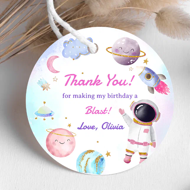 Astronaut Outer Space Birthday Party Favor Tags | Zazzle