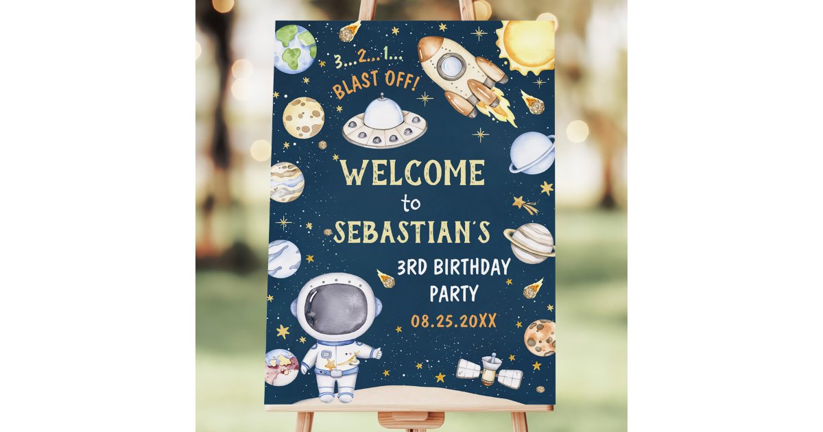 Astronaut Outer Space Birthday Party Foam Board | Zazzle