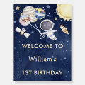 Astronaut Outer Space Birthday Party Welcome Sign | Zazzle