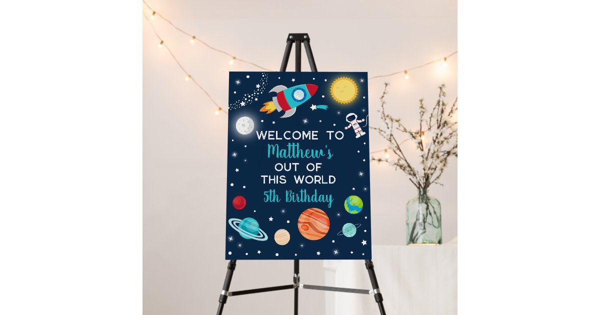 Astronaut Outer Space Birthday Welcome Foam Board | Zazzle