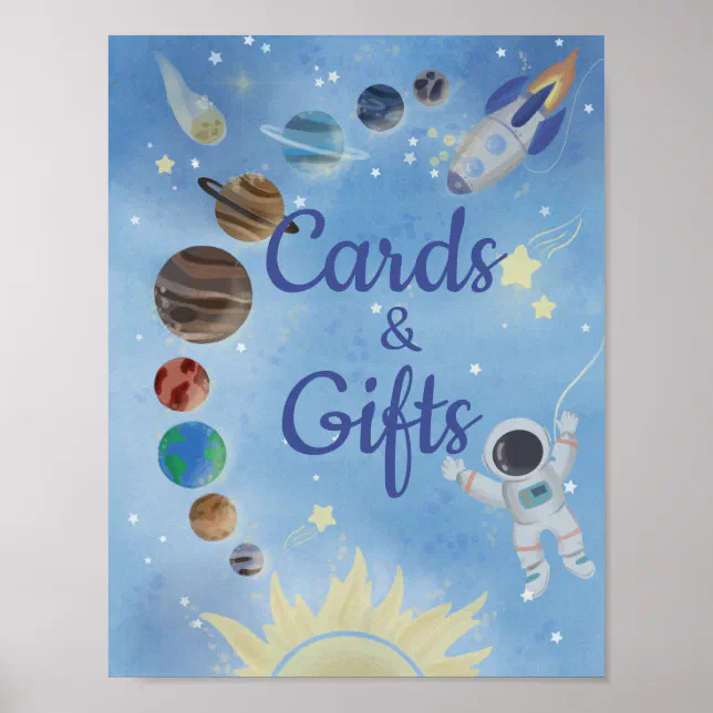 Astronaut Outer Space Planets Cards and Gifts Pos Poster | Zazzle
