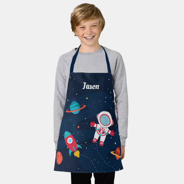 Astronaut Outer Space Rocket Ship Personalized Apron | Zazzle