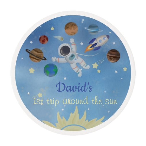 Astronaut Outer Space Rocket Ship Planets Edible Frosting Rounds | Zazzle