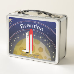 Astronaut Rocket Blast Off Outer Space Personalize Metal Lunch Box | Zazzle