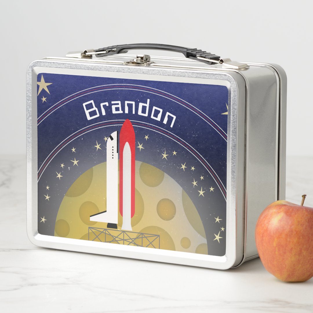 Astronaut Rocket Blast Off Outer Space Personalize Metal Lunch Box | Zazzle