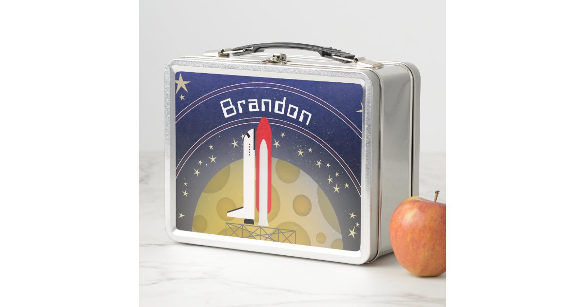 Astronaut Rocket Blast Off Outer Space Personalize Metal Lunch Box | Zazzle