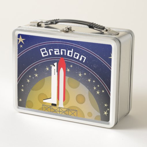 Astronaut Rocket Blast Off Outer Space Personalize Metal Lunch Box | Zazzle