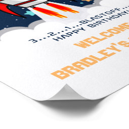 Astronaut Rocket Outer Space 1st Birthday Photo Poster | Zazzle