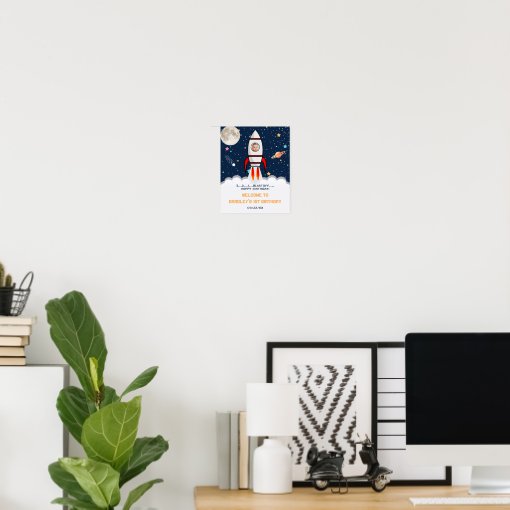 Astronaut Rocket Outer Space 1st Birthday Photo Poster | Zazzle