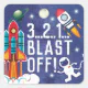 Astronaut Rocket Ship Outer Space BLAST OFF Square Sticker | Zazzle