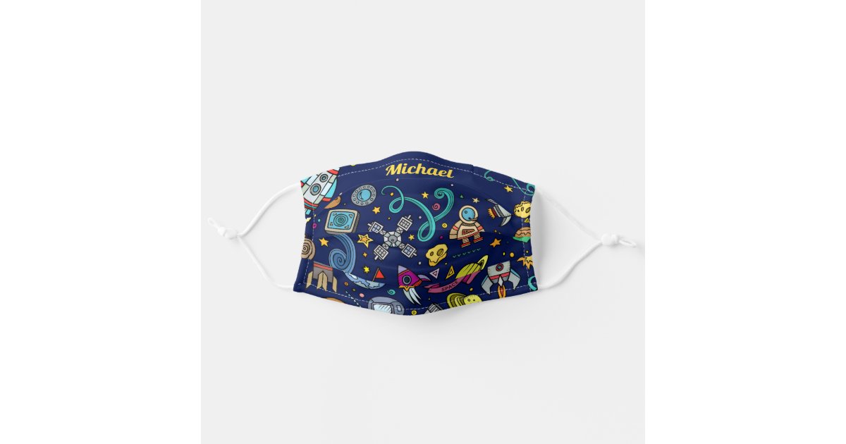 Astronaut Rocket Ship Outer Space Personalized Adult Cloth Face Mask ...