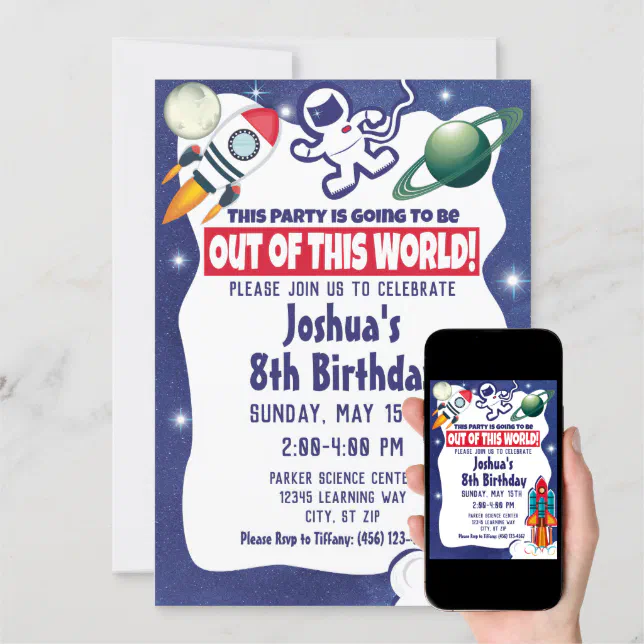 Astronaut Rocket Ship Outer Space Shuttle Birthday Invitation | Zazzle Astronaut Rocket Ship Outer Space Shuttle Birthday Invitation | Zazzle