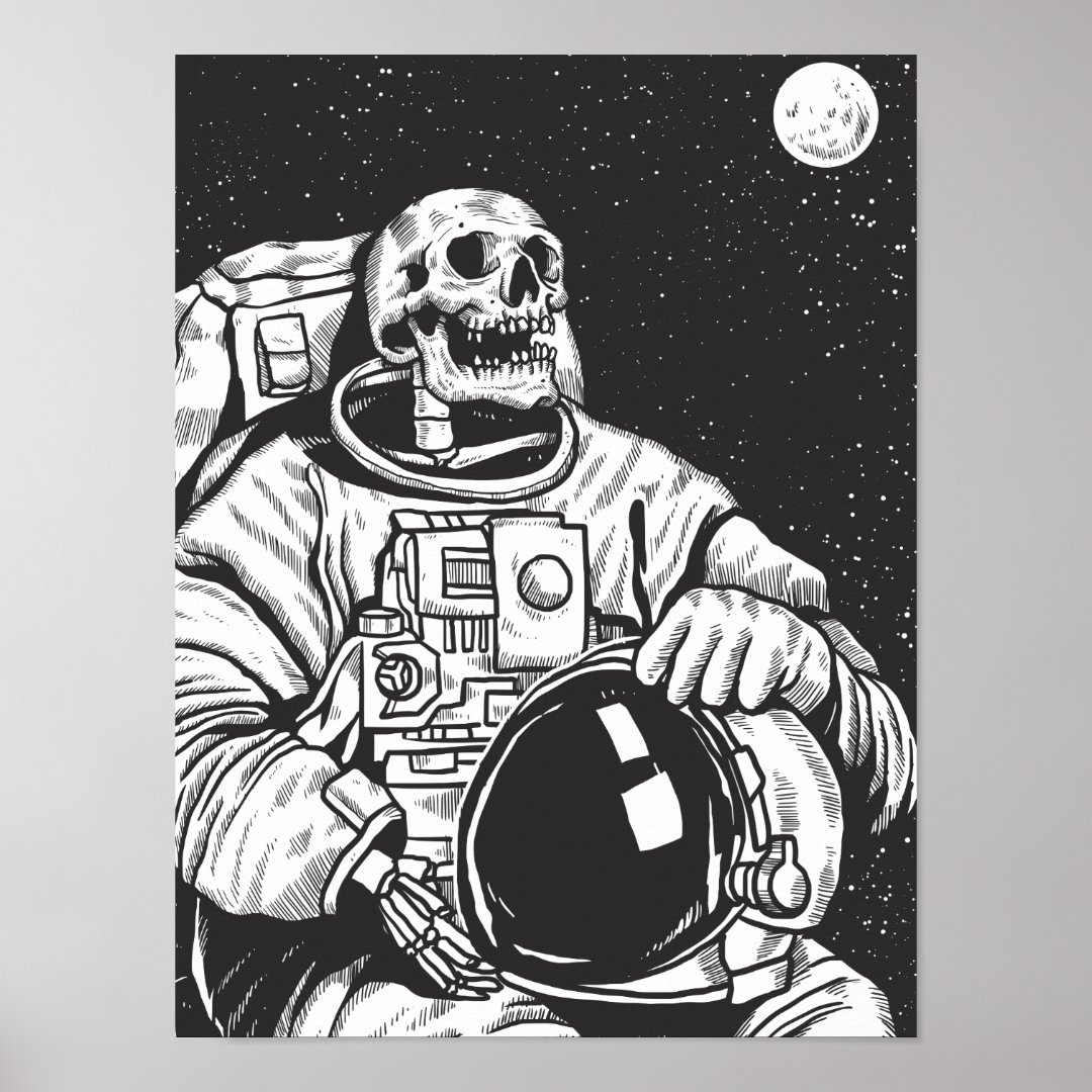 Astronaut Skeleton Spooky Skull Poster | Zazzle