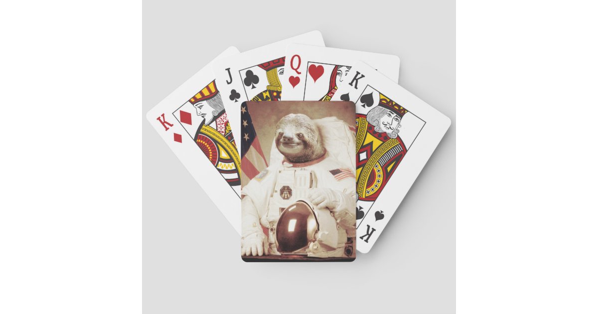 Astronaut Sloth Poker Cards | Zazzle