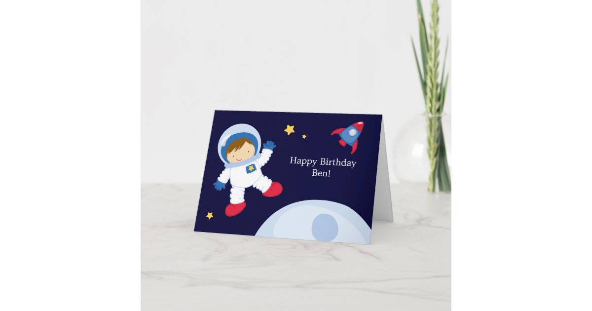 Astronaut Space Birthday Party Card | Zazzle