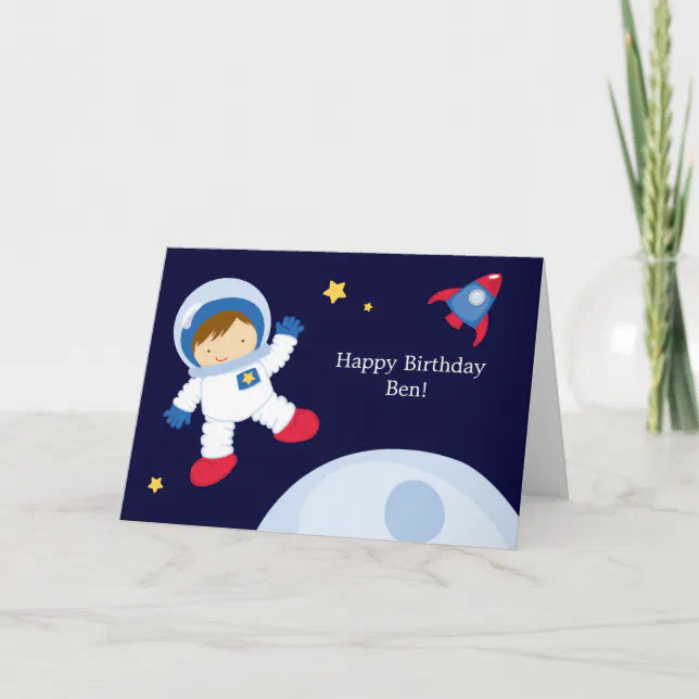 Astronaut Space Birthday Party Card | Zazzle