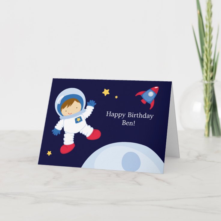 Astronaut Space Birthday Party Card | Zazzle
