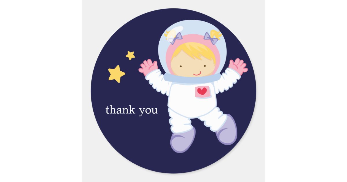 Astronaut Space Birthday Party Classic Round Sticker | Zazzle