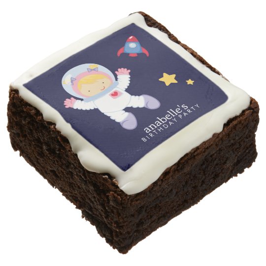Astronaut Space Birthday Party Personalized Brownie | Zazzle.com