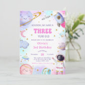 Astronaut Space Countdown 3rd Birthday Moon Invitation | Zazzle