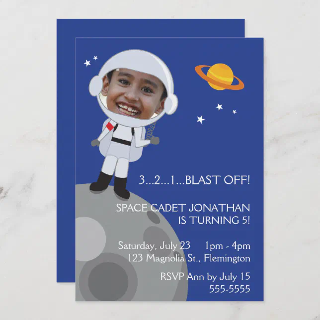 Astronaut Space Explorer Birthday Photo Templase Invitation | Zazzle